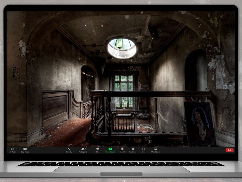 Creepy Haunted Mansion Animated Virtual Background Instant Digital ...