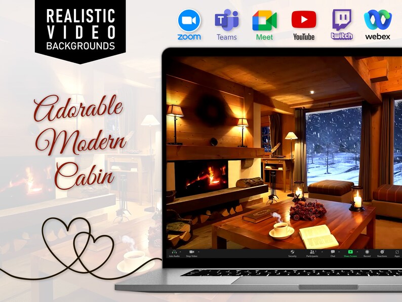 Adorable Modern Cabin Animated Virtual Background Instant Digital ...