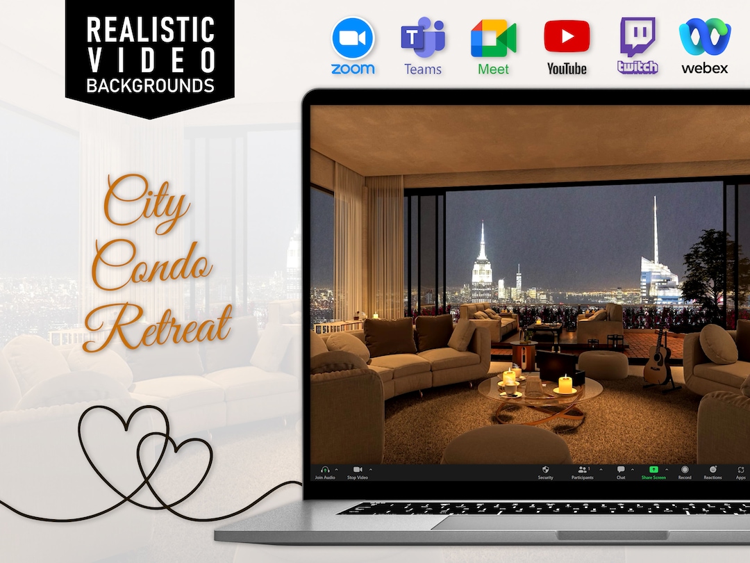 City Condo Retreat Animated Virtual Background Instant Digital Download ...