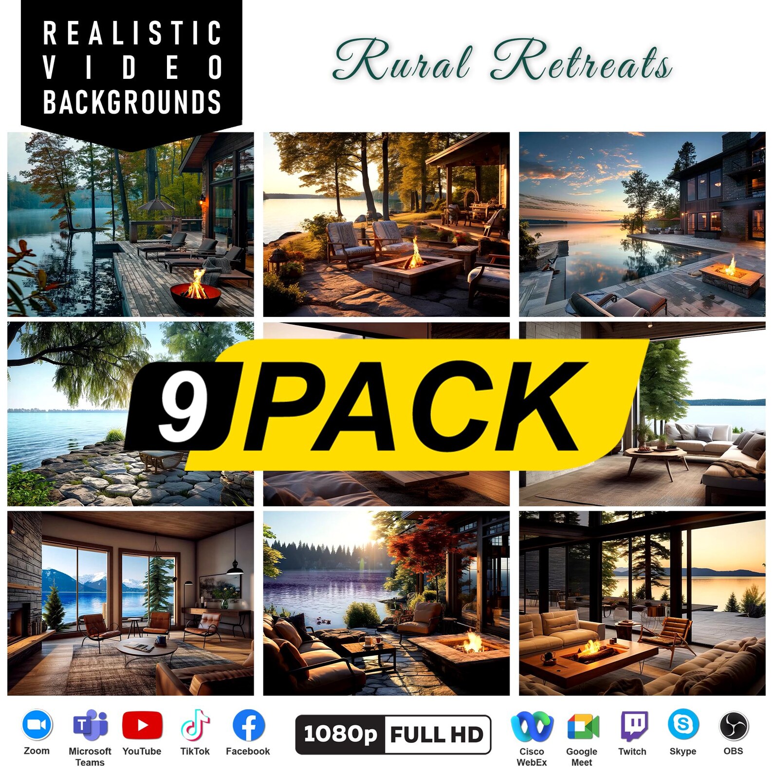 Rural Retreats - 9 Animated Zoom & Teams Backgrounds | 1080p Video ...