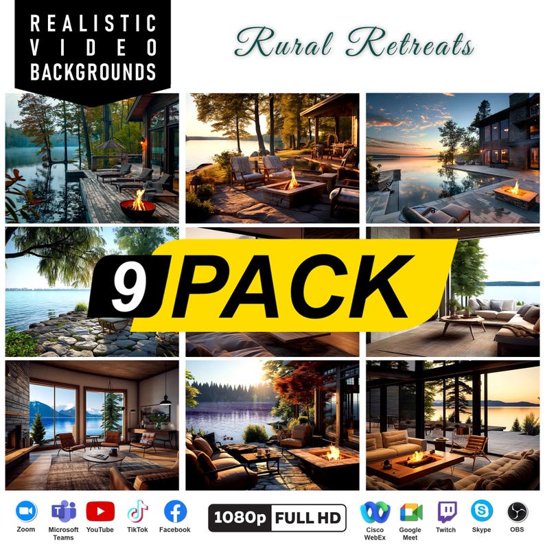 Rural Retreats - 9 Animated Zoom & Teams Backgrounds | 1080p Video ...