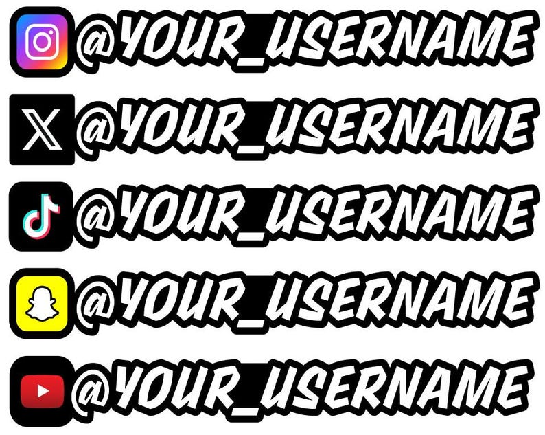 CUSTOM Social Media Decal Sticker - Username, Brand, Social Media Logo ...