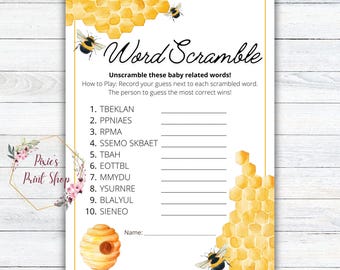 Mum-to-bee! Bumble Bee Baby Bingo Baby Shower Game - Mustard Yellow ...