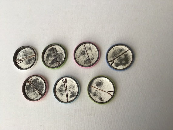 Mr Men vintage Pin back Button Badges - Gem