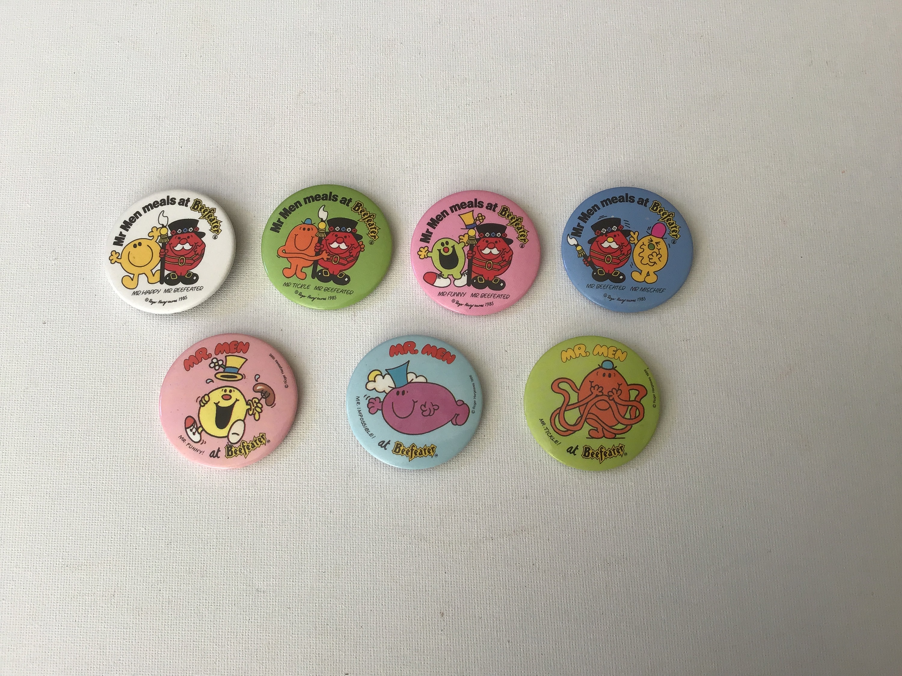Mr Men Vintage Pin Back Button Badges - Etsy