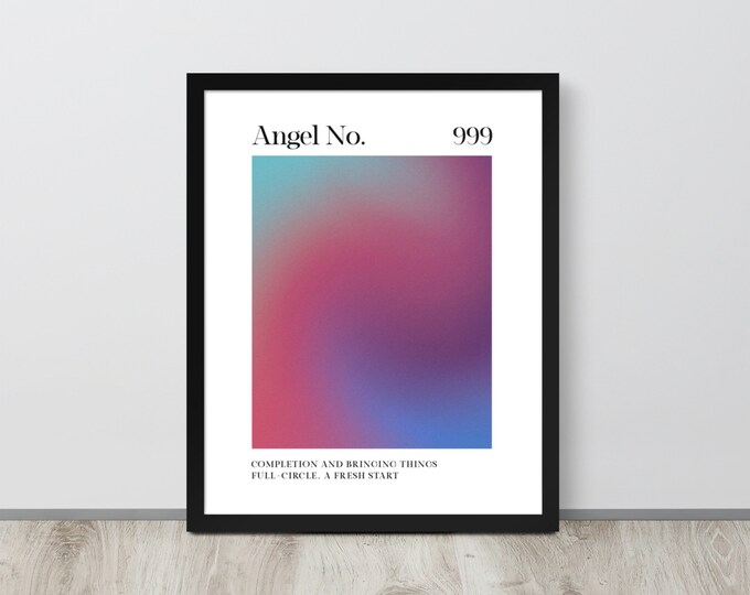 Angel Number 999 Gradient Print, Aura Framed Poster, 999 Spiritual ...
