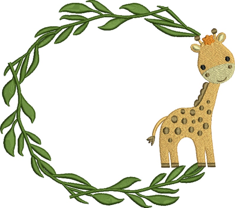 Giraffe Embroidery Pattern: Cartoon Animal Frame (machine Embroidery ...