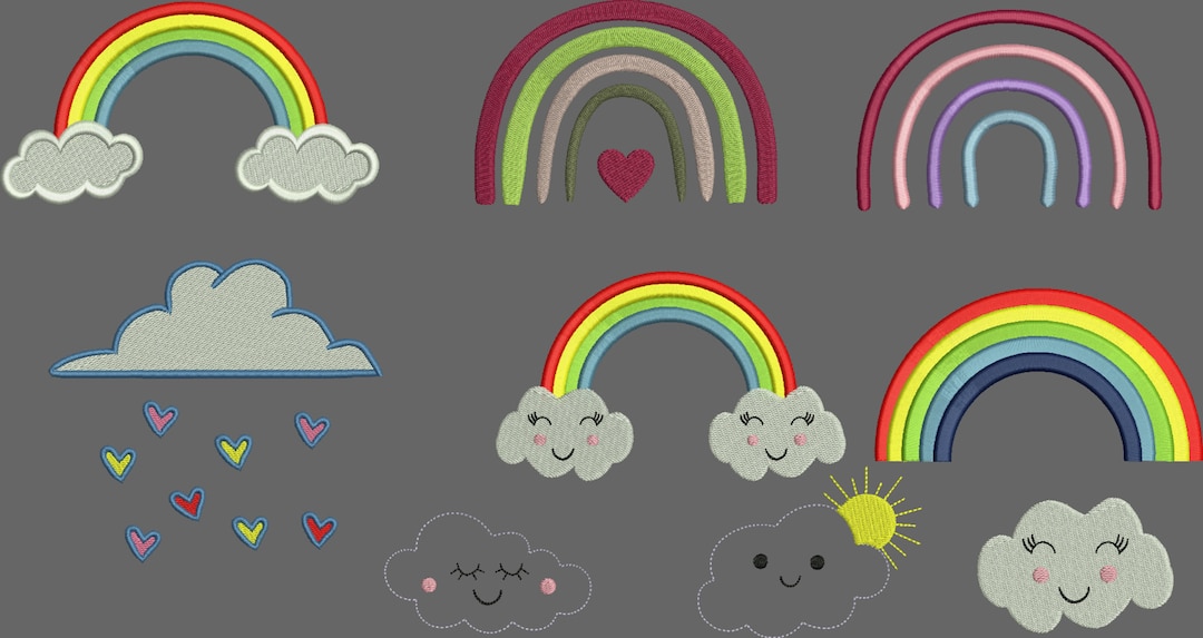 Boho Rainbow Embroidery Design,rainbow Sun Machine Embroidery Pattern ...
