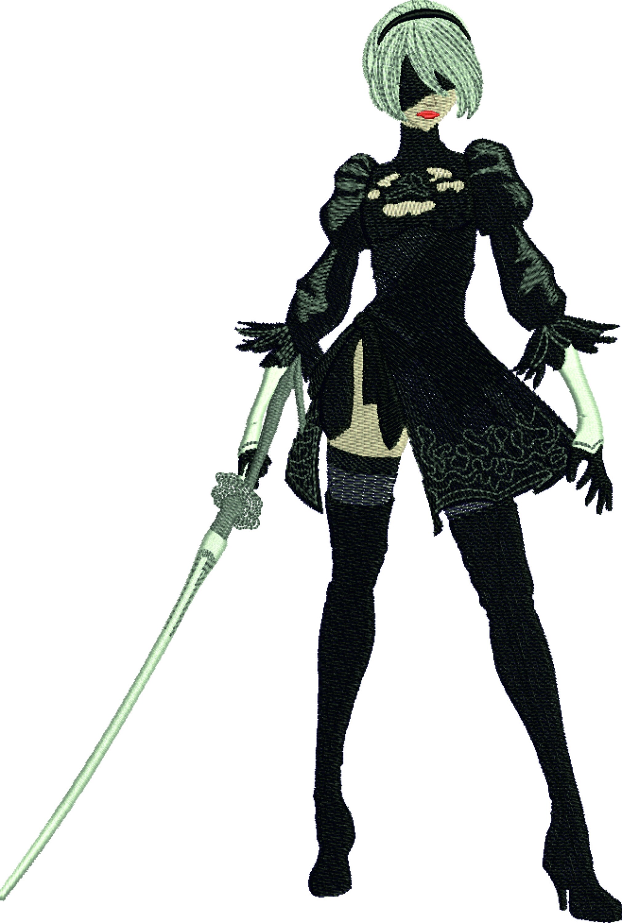 2b Nier Automata Machine Embroidery,anime Embroidery,yorha Embroidery ...