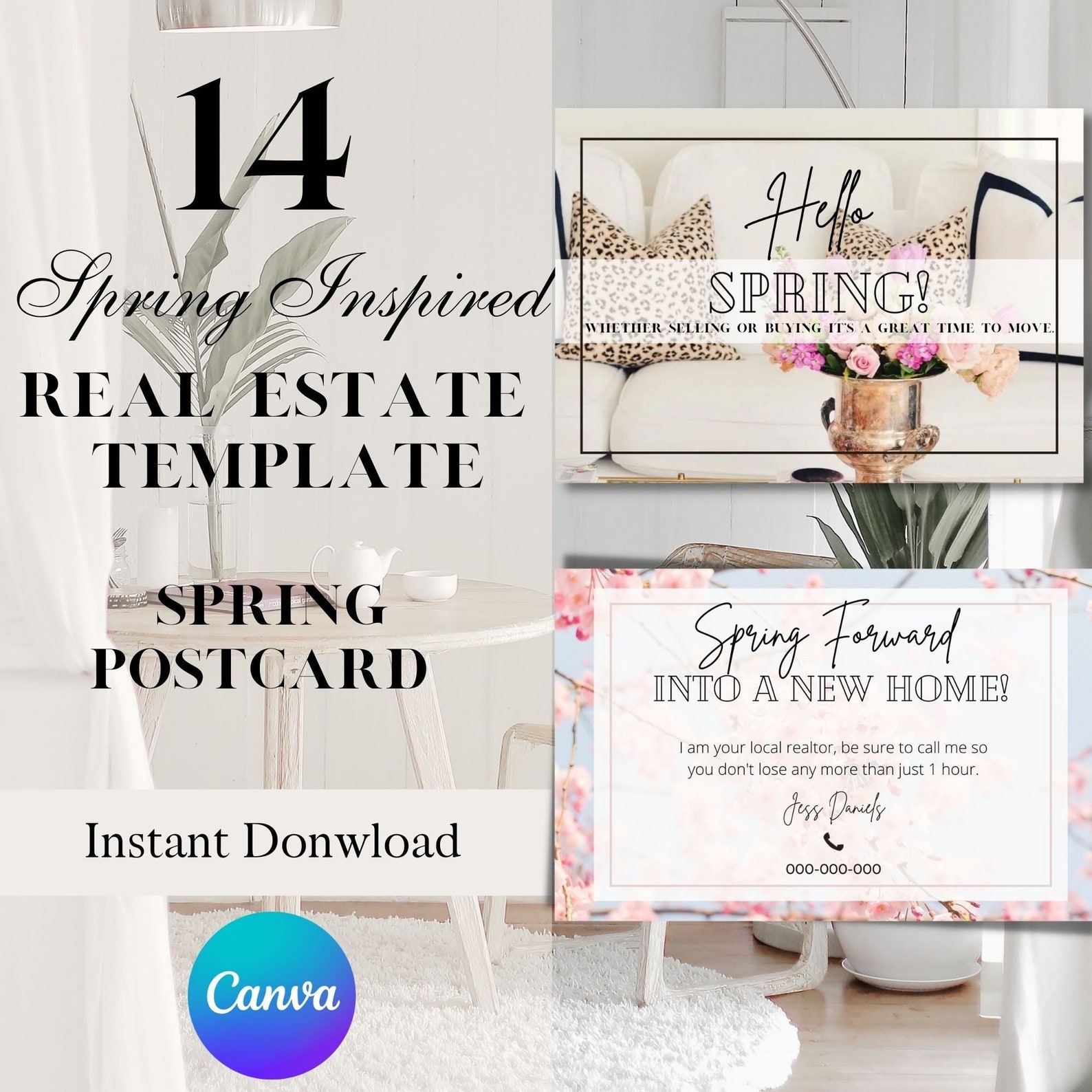 14 Spring Inspired Real Estate Postcards for Farming | Editable, Canva ...