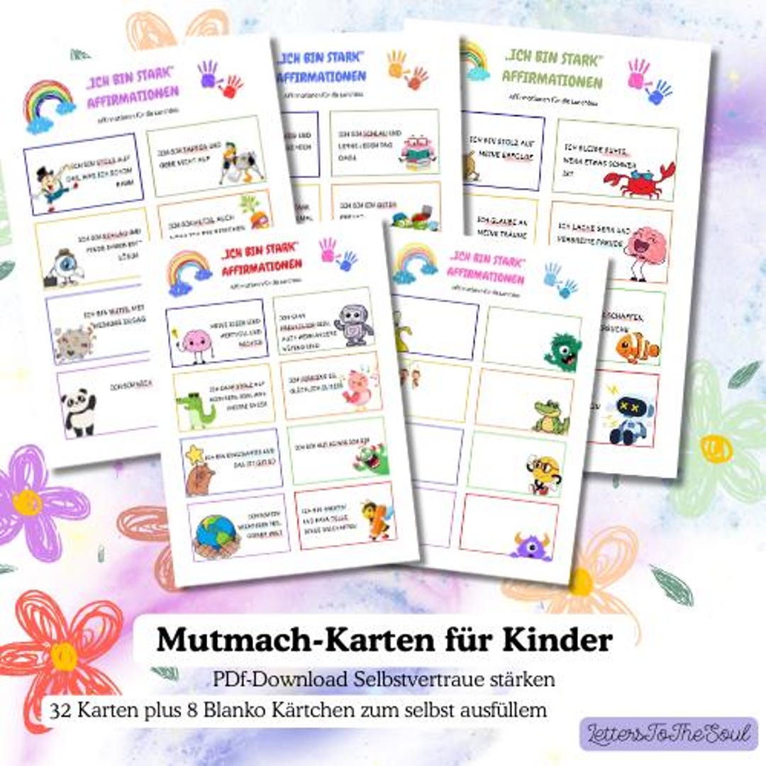 Children's Encouragement Cards "i Am Strong" | 40 Affirmation Cards to ...