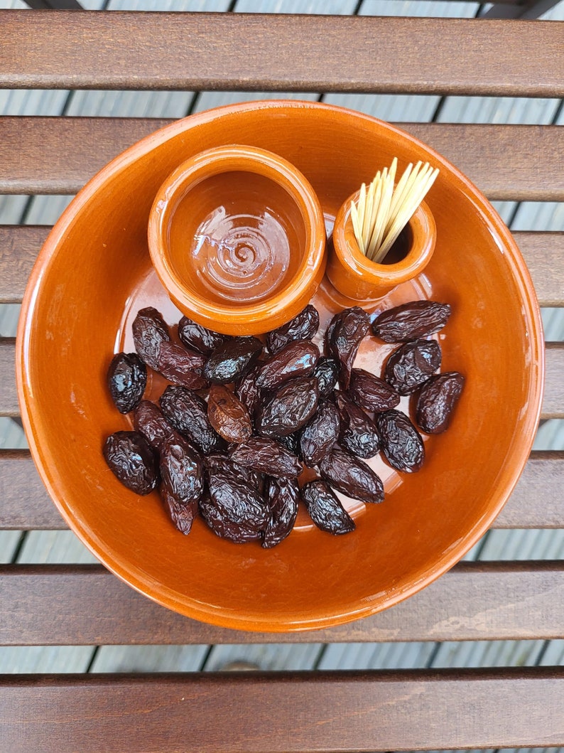 Spanish Terracotta Serving Olive Bowl With Space for Sticks and Stones ...