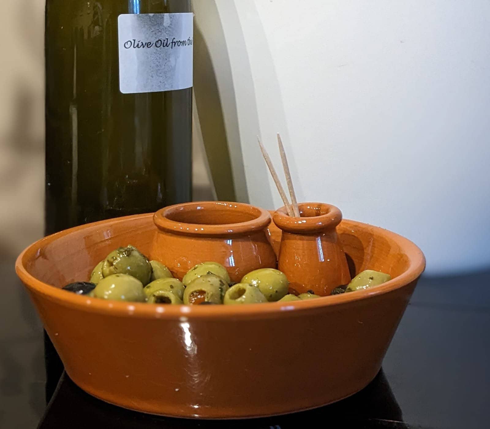 Spanish Terracotta Serving Olive Bowl With Space for Sticks and Stones ...