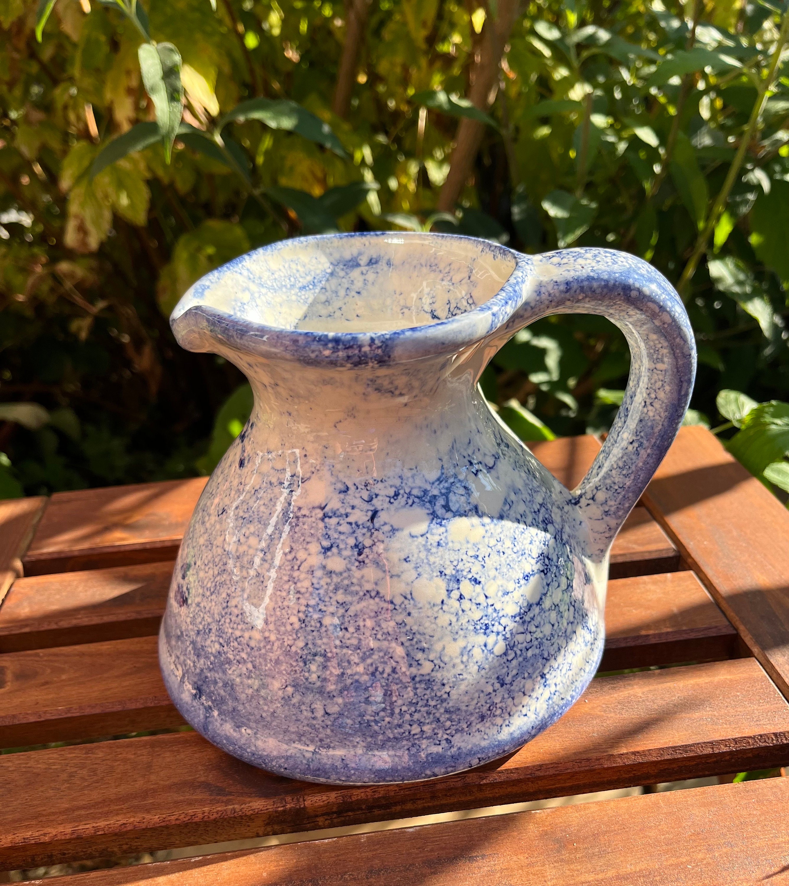 Spanish Pottery Handpainted Flat Based Jug Blue and White - Etsy UK