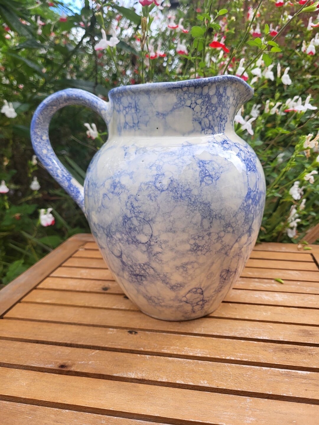 Handmade Spanish Pottery Jug: Large Blue and White Vase - Etsy