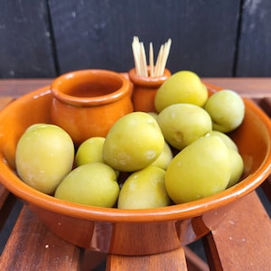 Spanish Terracotta Serving Olive Bowl With Space for Sticks and Stones ...