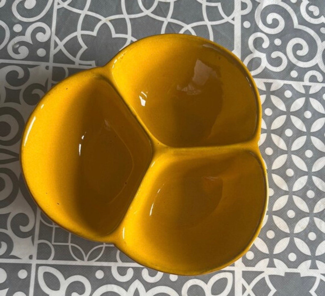 Spanish Pottery Yellow Trio Snack Bowl: Hand-dipped Ceramic Dish - Etsy