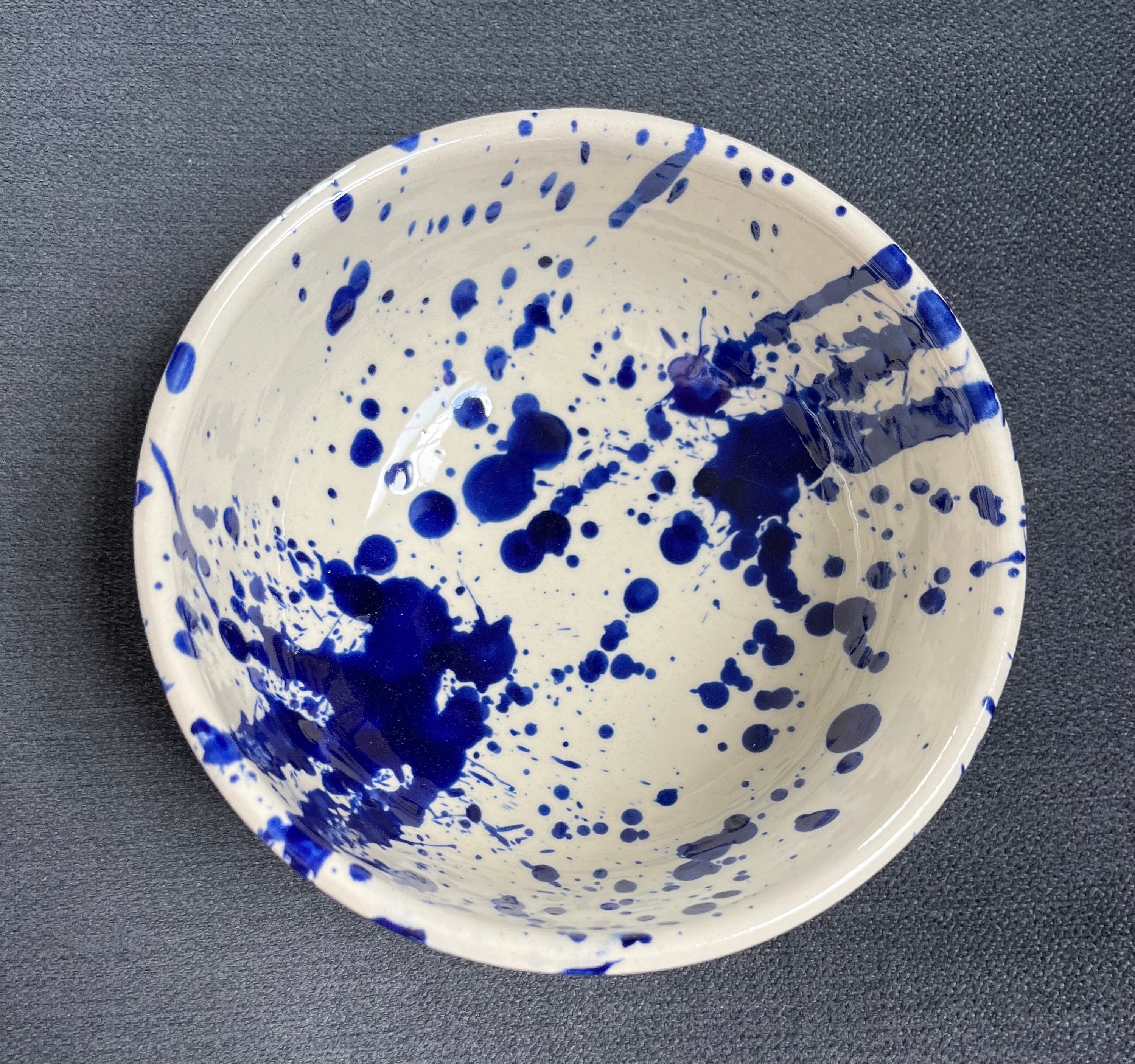 Spanish Pottery Handpainted Blue and White Splatter Snack Bowl - Etsy UK