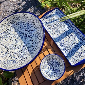 Spanish Pottery Platter Rectangular Handpainted Blue and White Serving ...