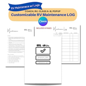 CUSTOMIZABLE RV Maintenance Checklist, RV Maintenance Log, Safety ...