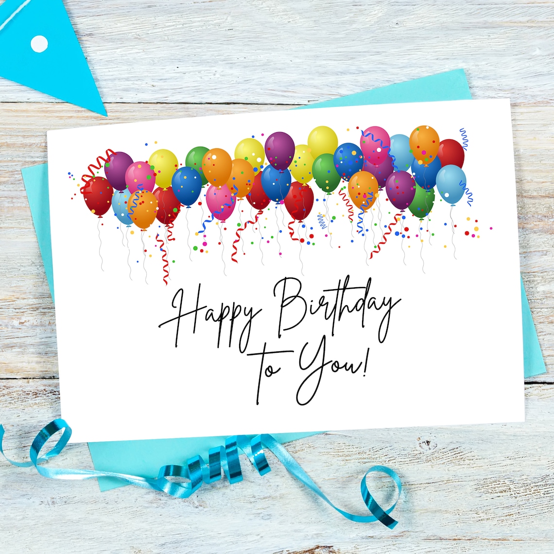 PDF Balloon Birthday Card, JPG Balloon Birthday Card, PDF Happy ...