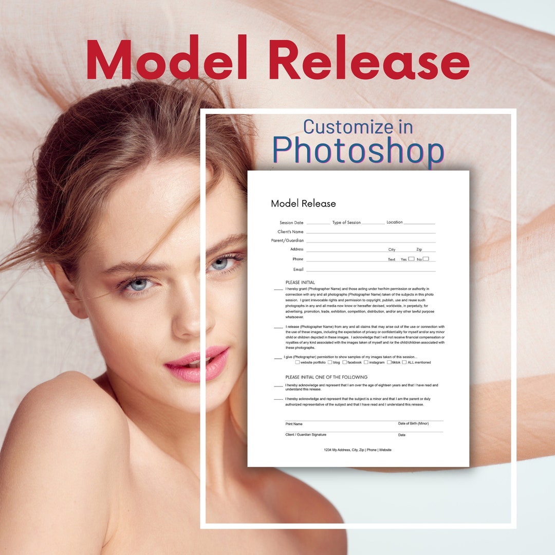 Model Release Template, Photographer Model Release, PHOTOSHOP Model ...