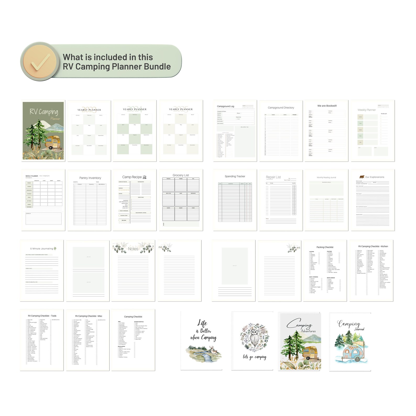 Printable RV Camping Planner, Printable Adventure Journal, PDF Camp ...