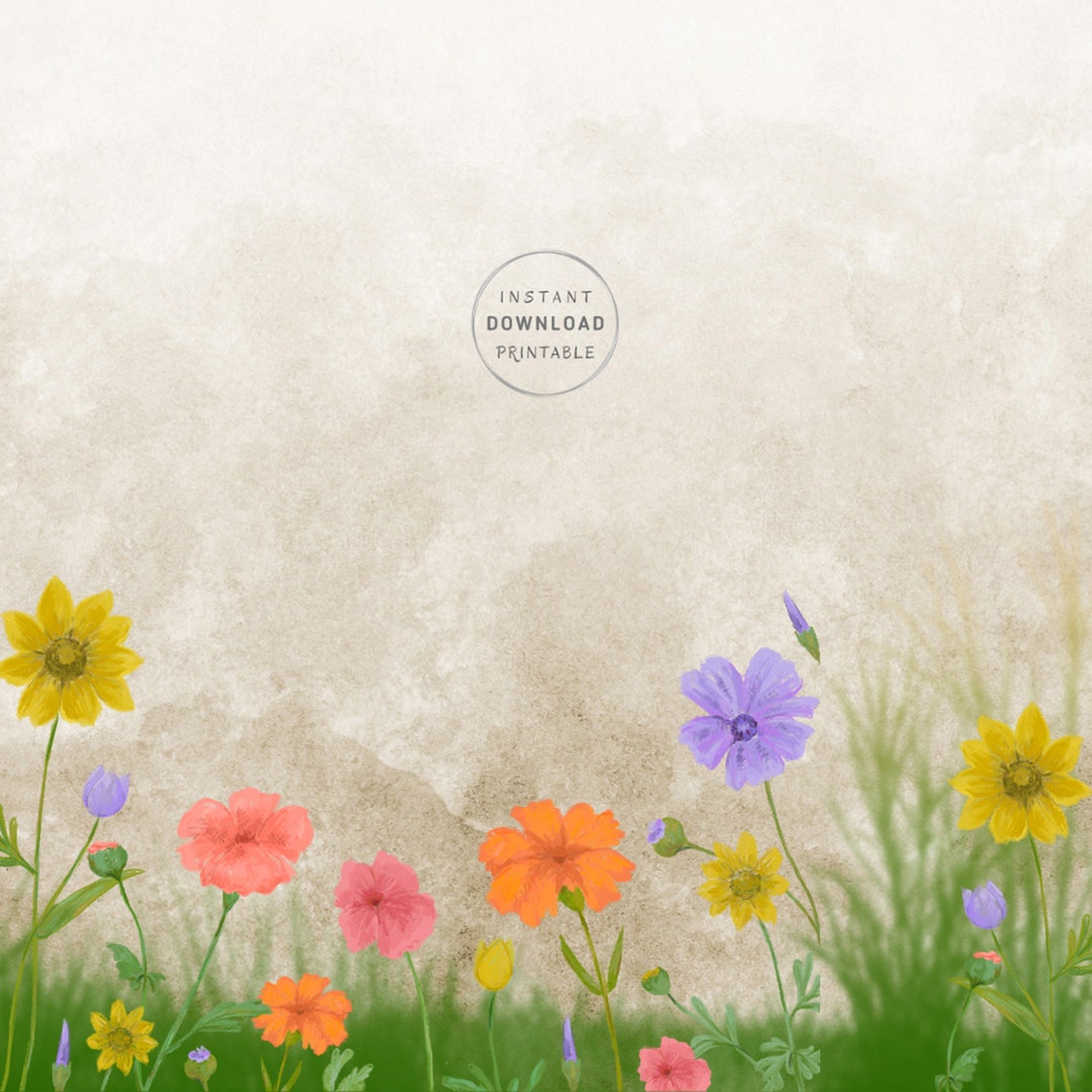 Watercolor Field of Flowers, Digital Background, Overlay Field of ...