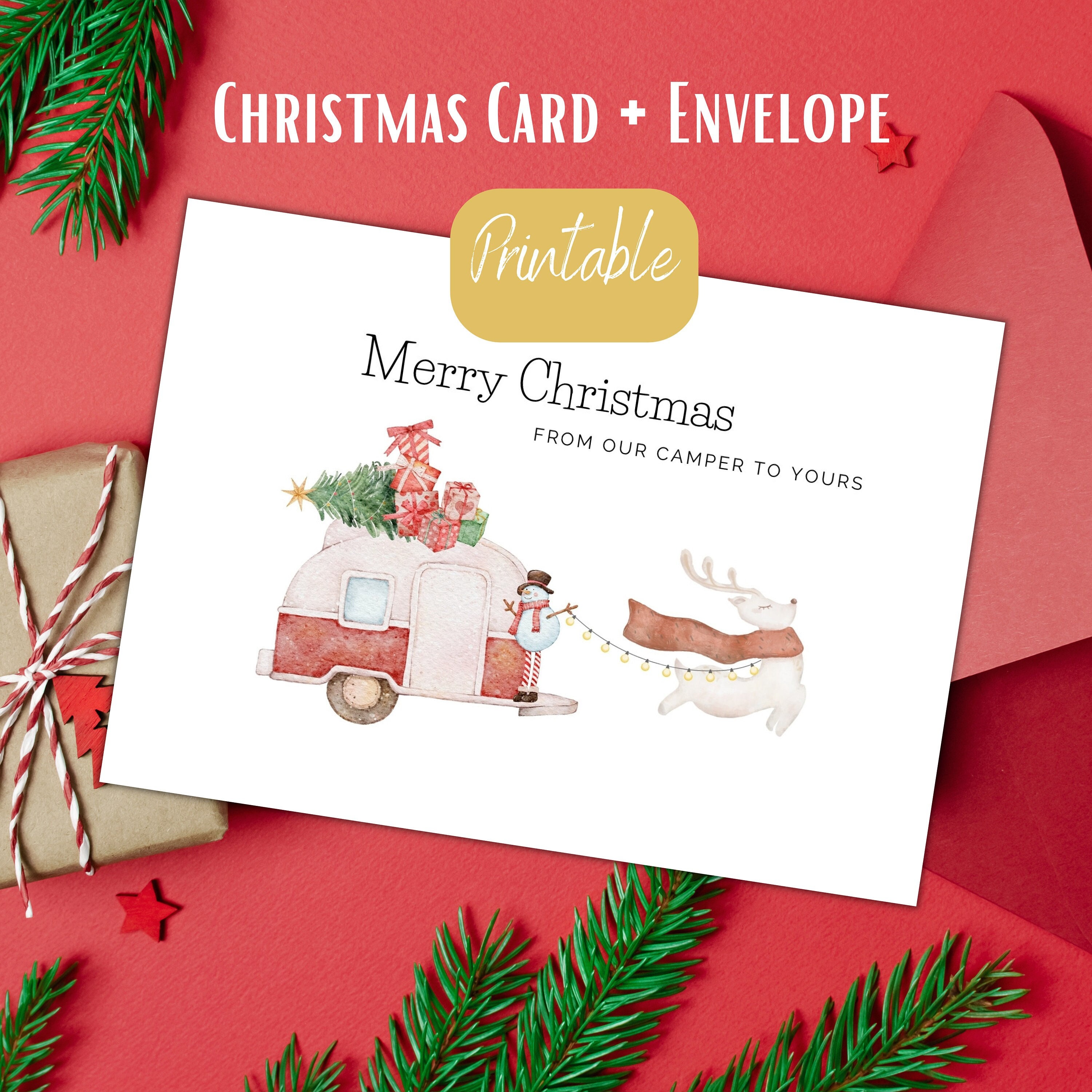 Printable Camping CHRISTMAS Card, PDF Christmas Camper Card, From Our ...