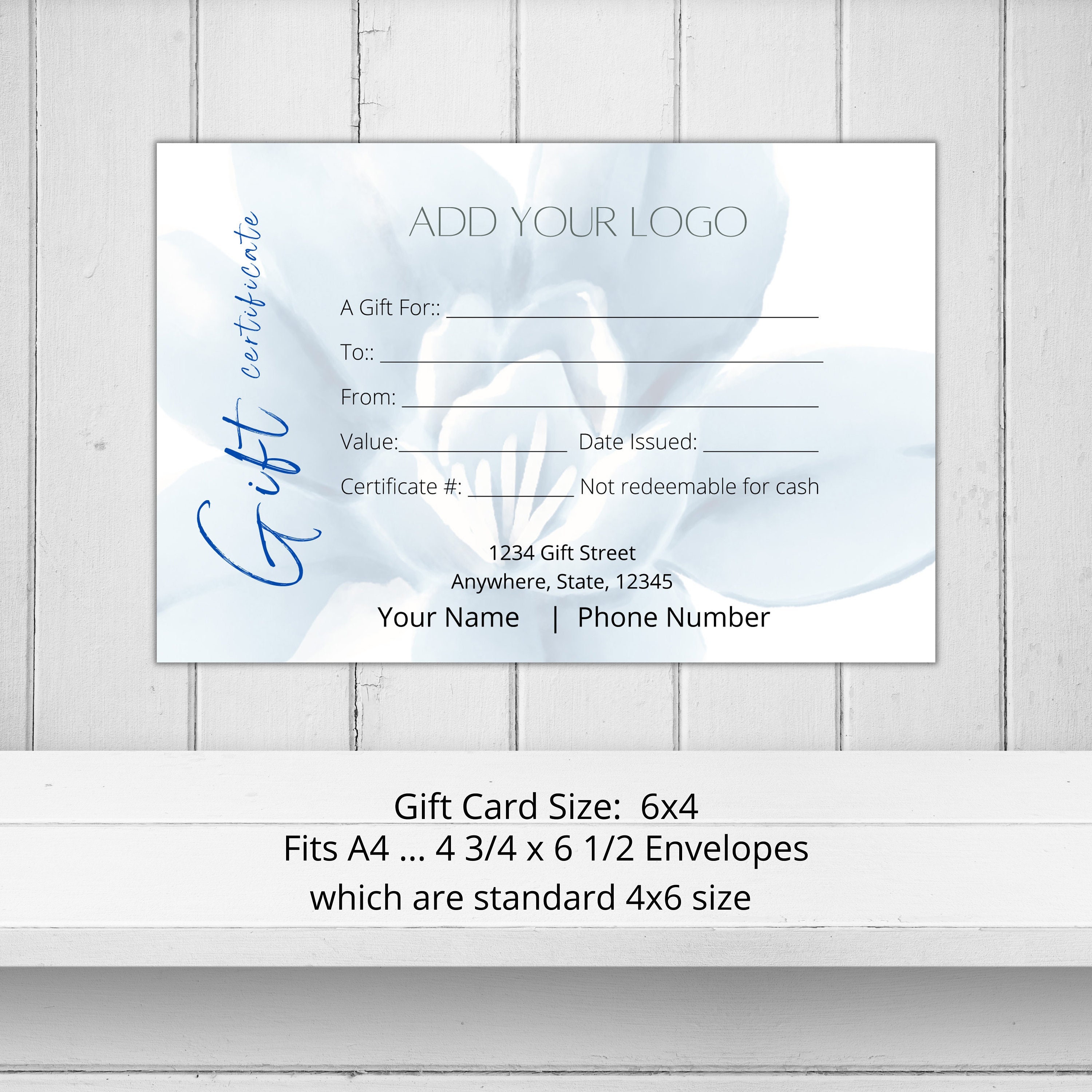 Boutique Gift Card, Spa Gift Certificate, Customizable Template, Canva ...