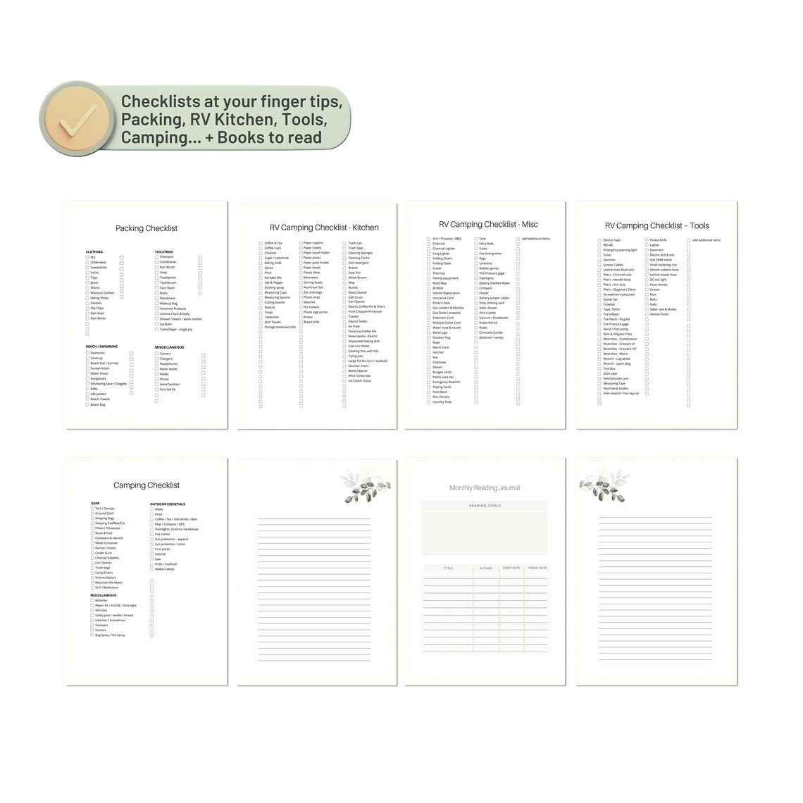 Printable RV Camping Planner, Printable Adventure Journal, PDF Camp ...