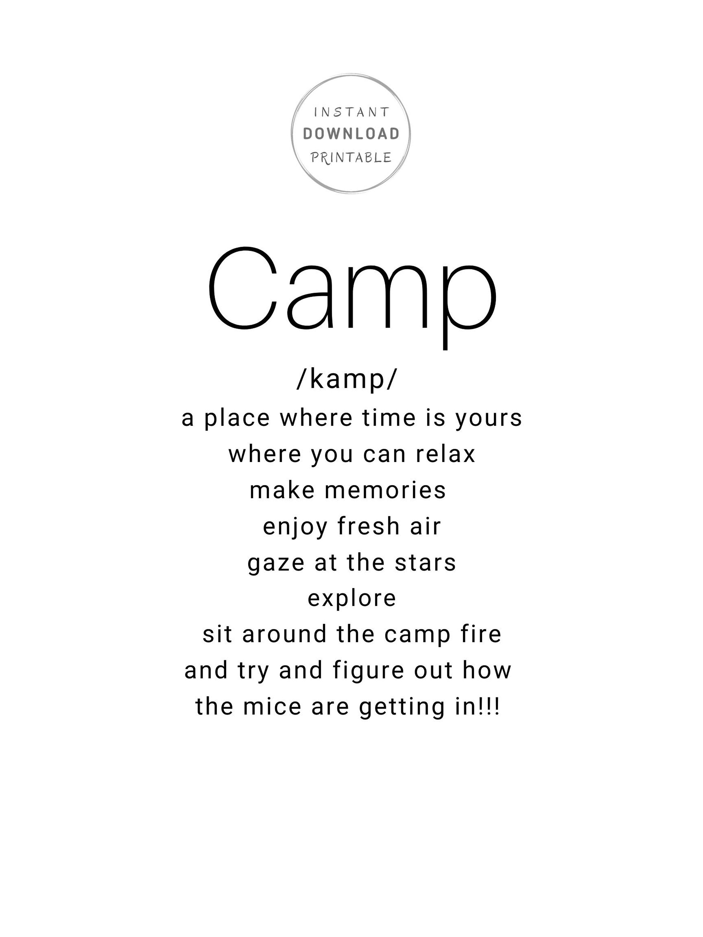 Camp Funny Printable, Camp Instant Download, RV Fun, Fun Around ...