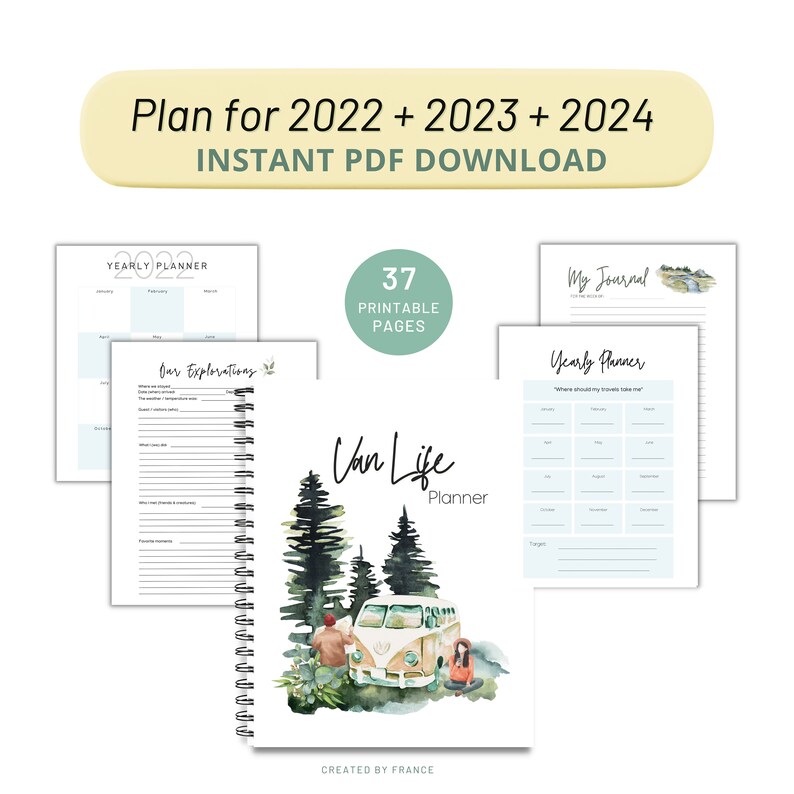 Printable Van Life PLANNER Journal, Campervan Notebook, Camper Van PDF ...