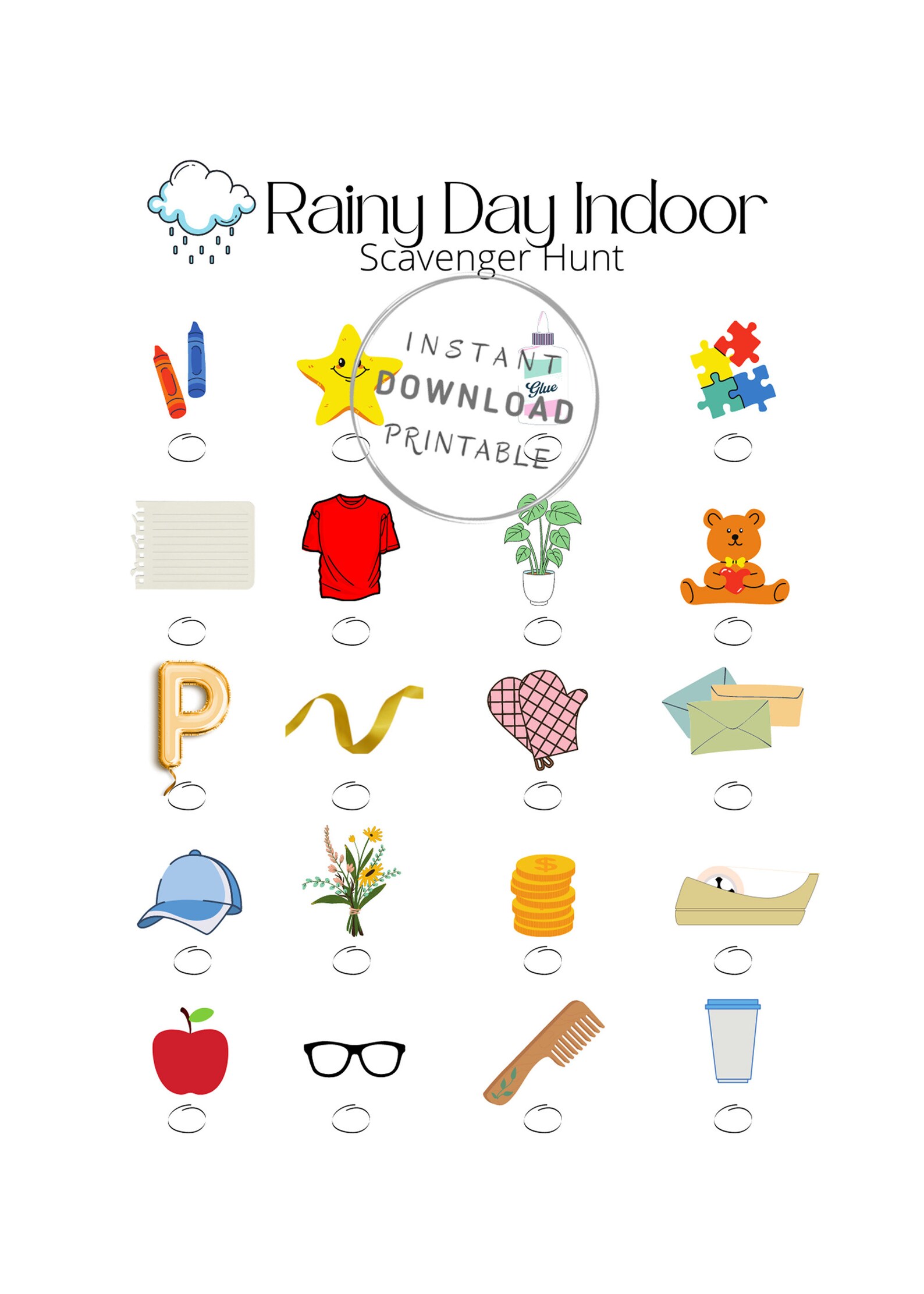 Rainy Day Scavenger Hunt Keep the Kids Busy Printable Indoor - Etsy