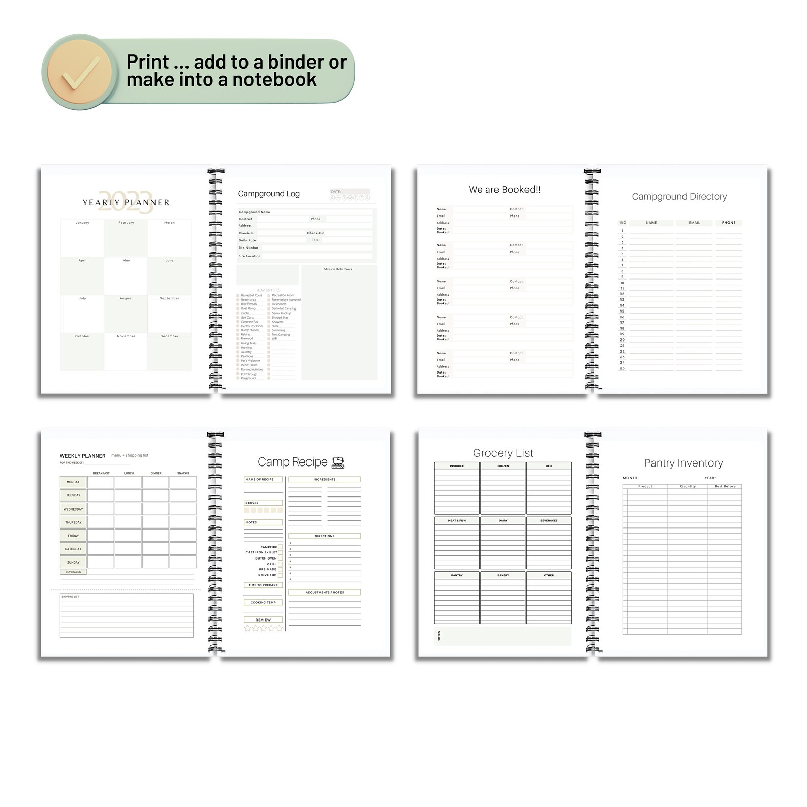 Printable RV Camping Planner, Printable Adventure Journal, PDF Camp ...