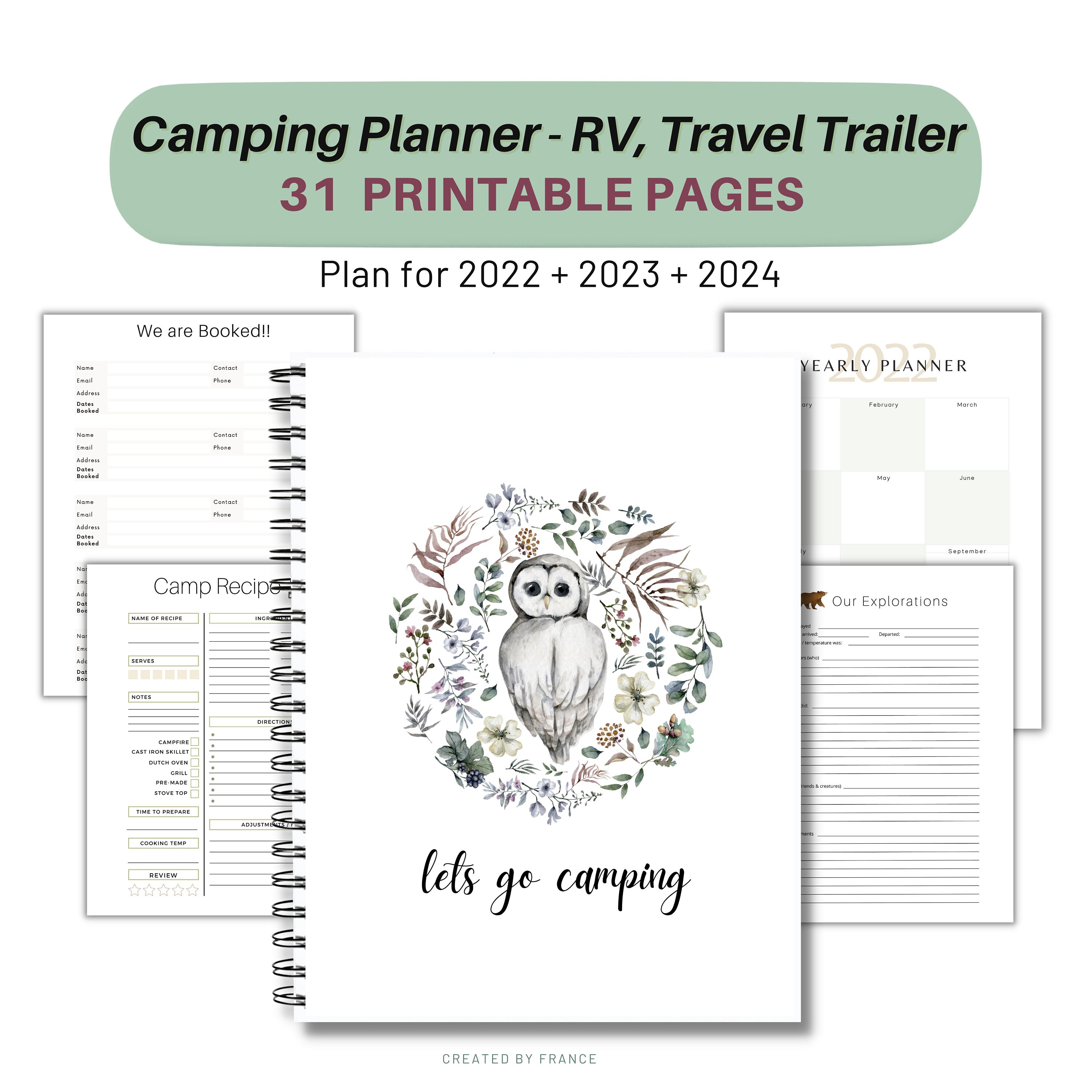 Printable Camping Planner, Camping Journal, RV Camp Checklist, Family ...