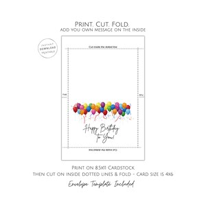 PDF Balloon Birthday Card, JPG Balloon Birthday Card, PDF Happy ...
