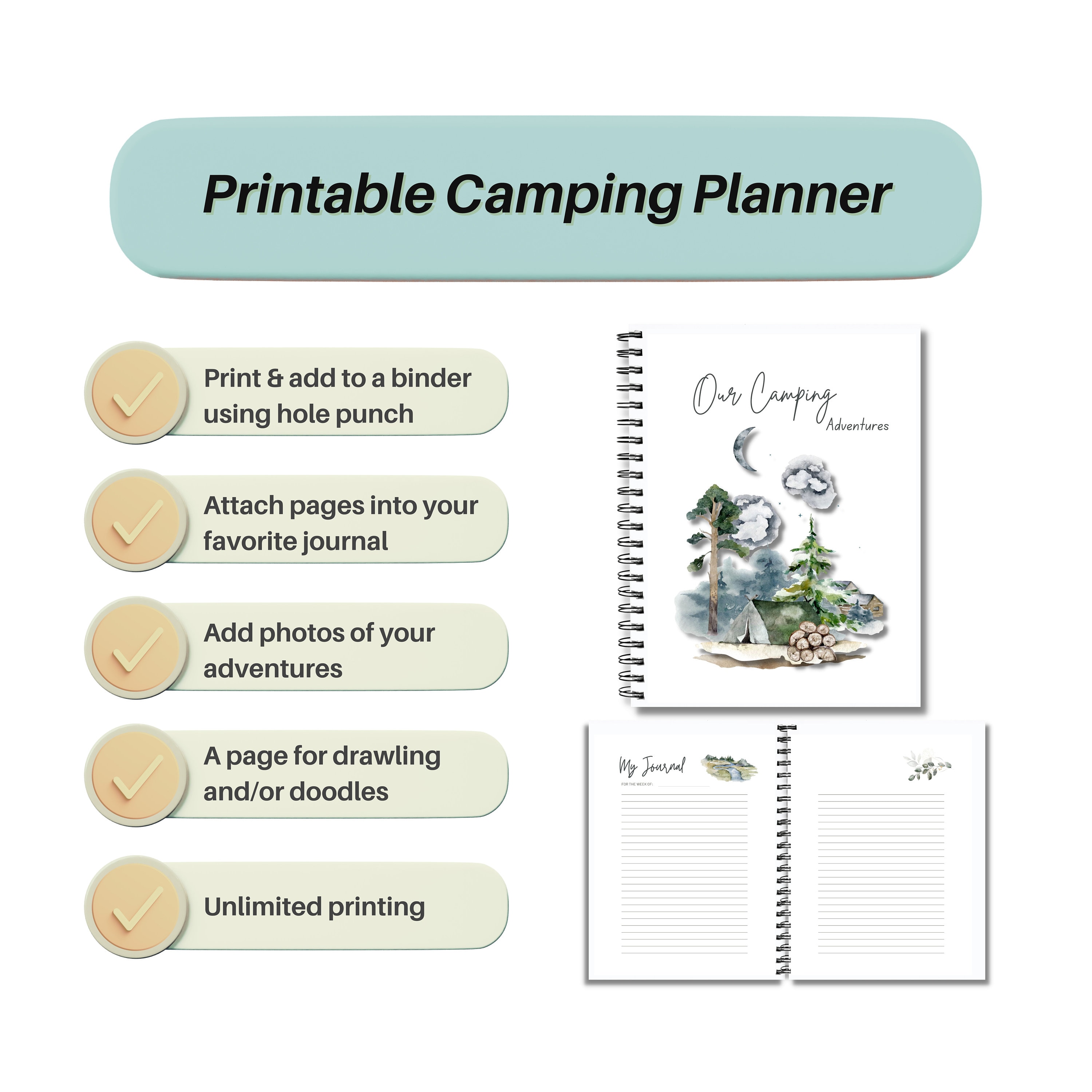 CAMP Planner, Printable TENT Camping Planner, Printable Camping Planner ...