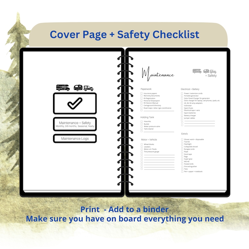 Printable RV Maintenance Checklist, RV Maintenance Log, RV Safety ...