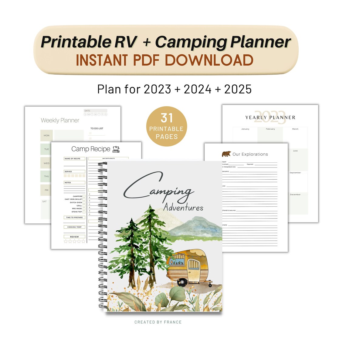 Printable RV Camping Planner, Printable Adventure Journal, PDF Camp ...