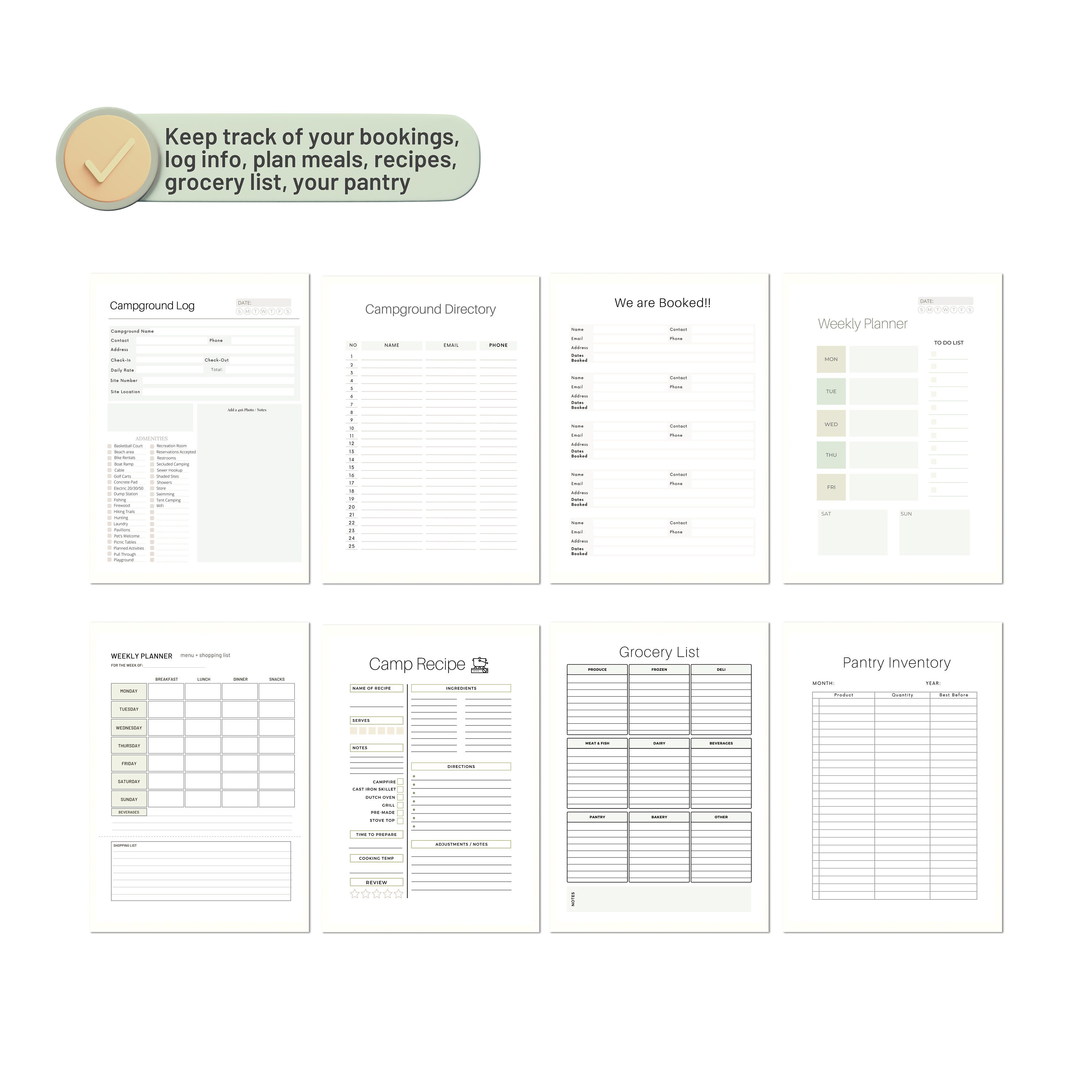 Printable RV Camping Planner, Printable Adventure Journal, PDF Camp ...