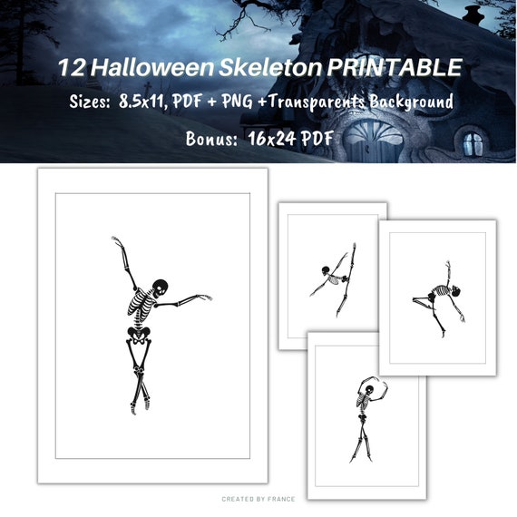 Halloween Printable Skeletons Dancing PNG Skeletons - Etsy