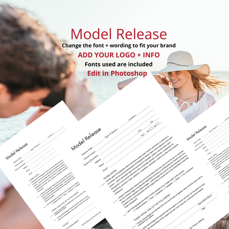 Model Release Template, Photographer Model Release, PHOTOSHOP Model ...