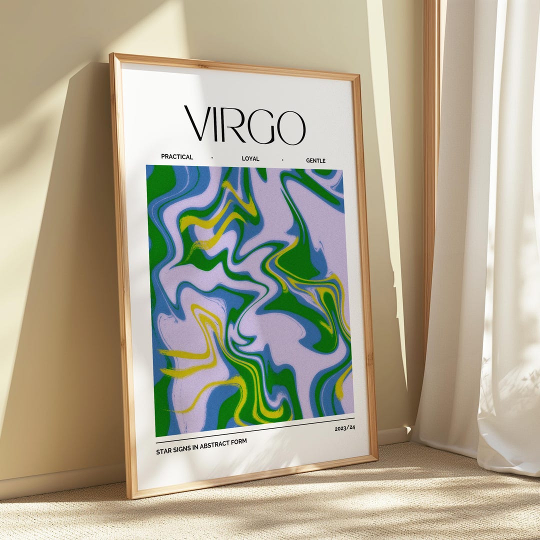 Virgo Zodiac Sign Print | Abstract Wave Aura Gradient Poster ...