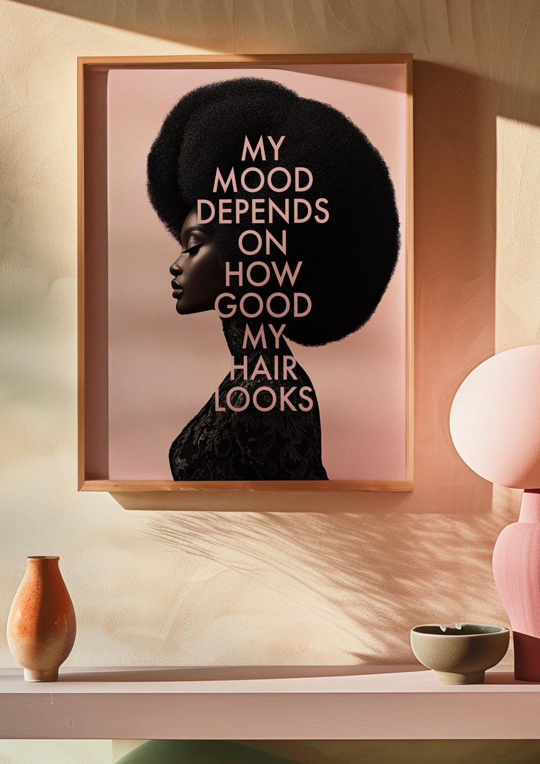 Afro Black Girl Art - Big Hair Art | Maximalist Wall Art | Afro-digital ...