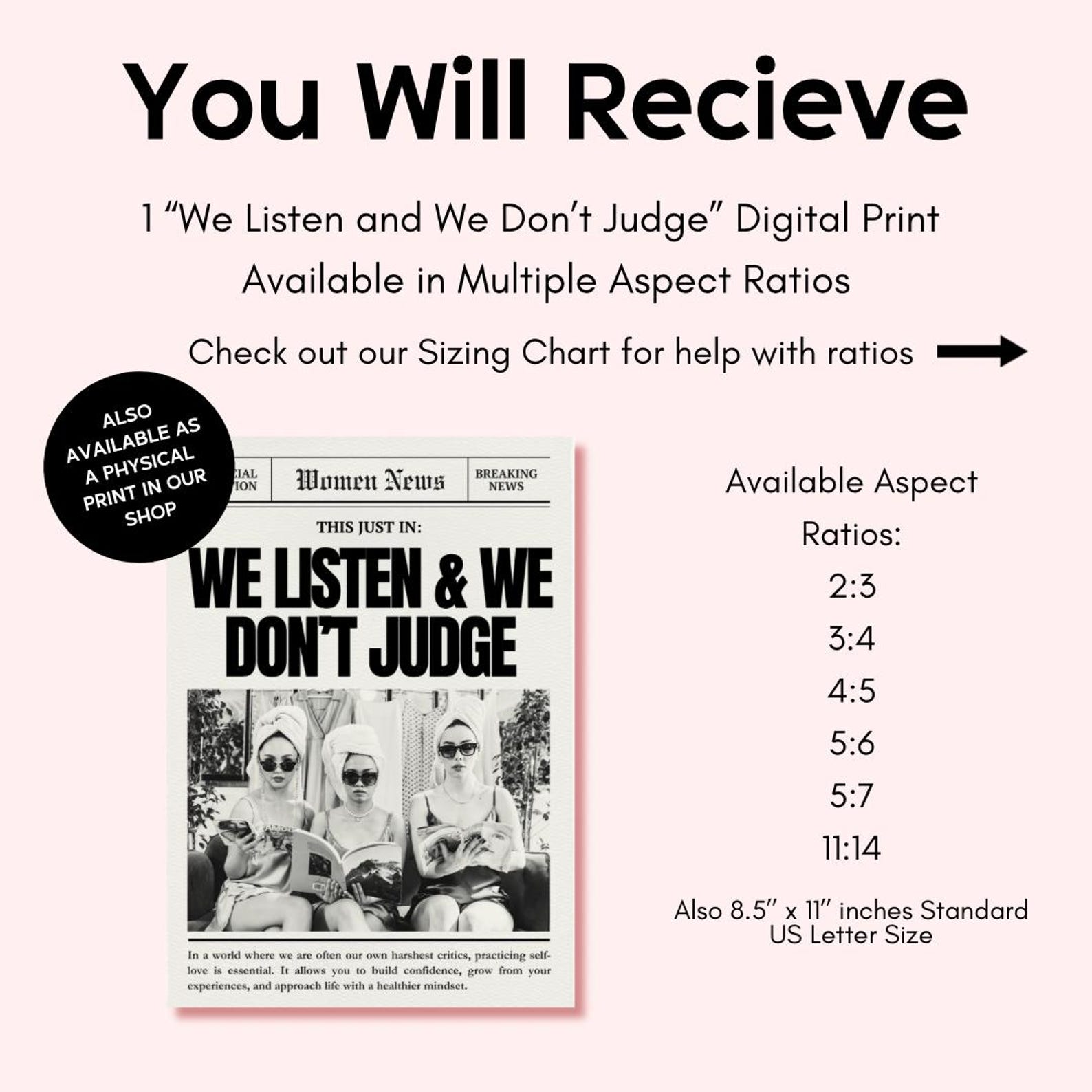 We Listen and We Dont Judge Moody Wall Art Extra Large Digital Wall Art ...