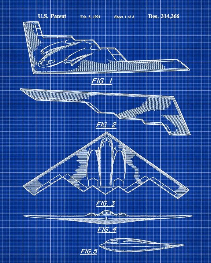 B-2 Spirit Stealth Bomber Blueprint Art (digital Download) - Etsy
