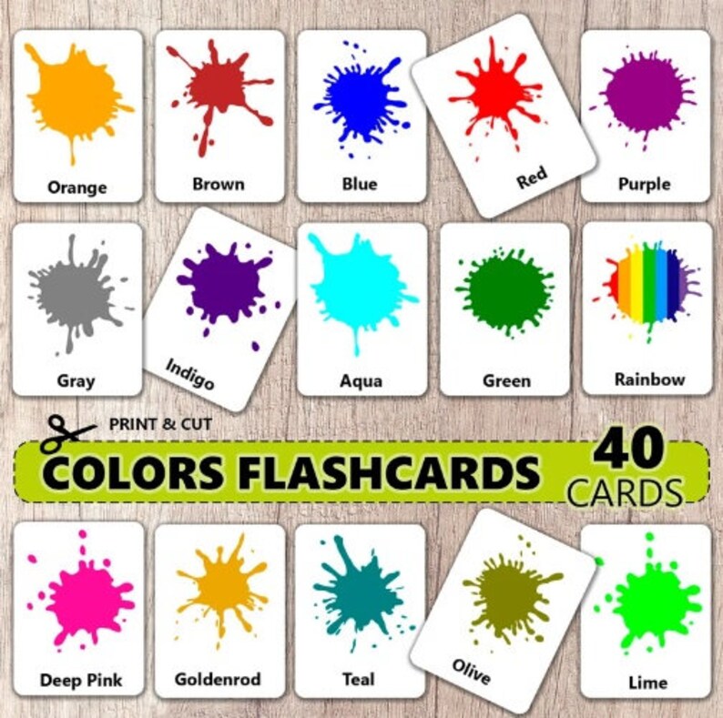 40 Colors Flash Cards • Montessori Cards • Flashcards • Printable Cards ...