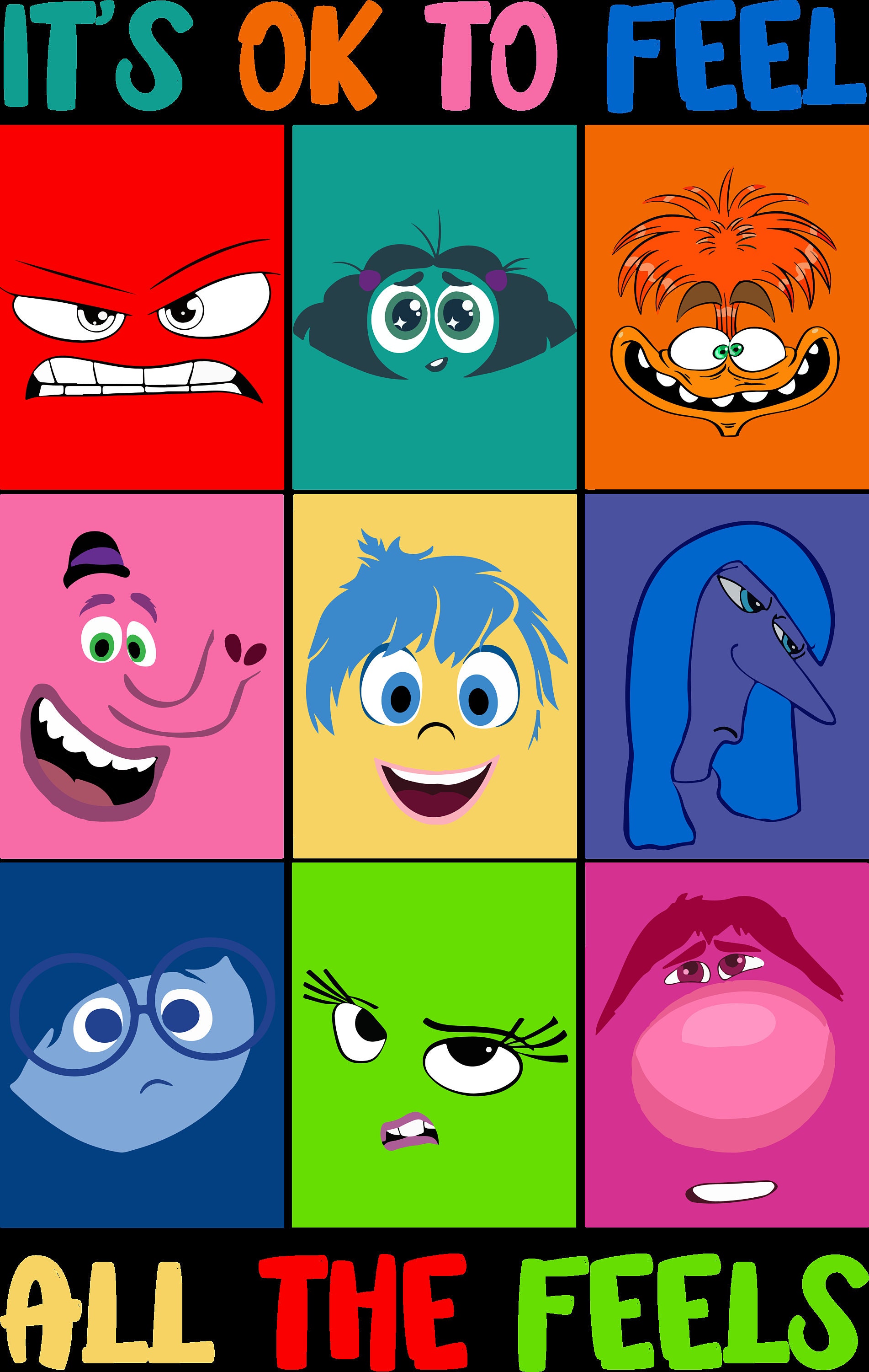 Mental Health Cartoon Emotions PNG Bundle: It's Okay to Feel (digital ...