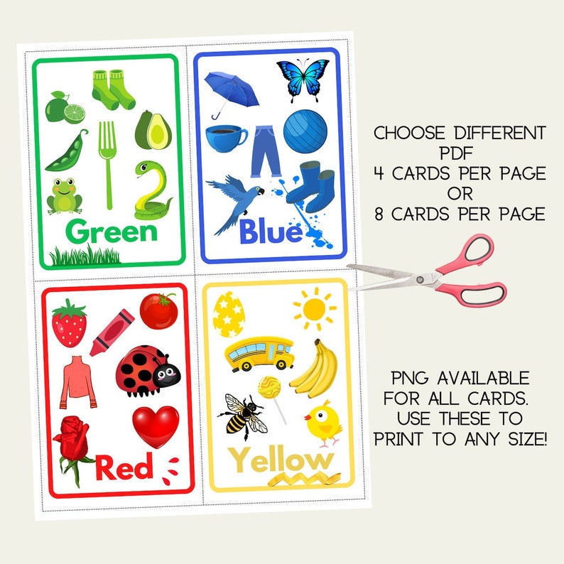 Colour Objects Flash Cards Children Educational Learning PDF Printable ...